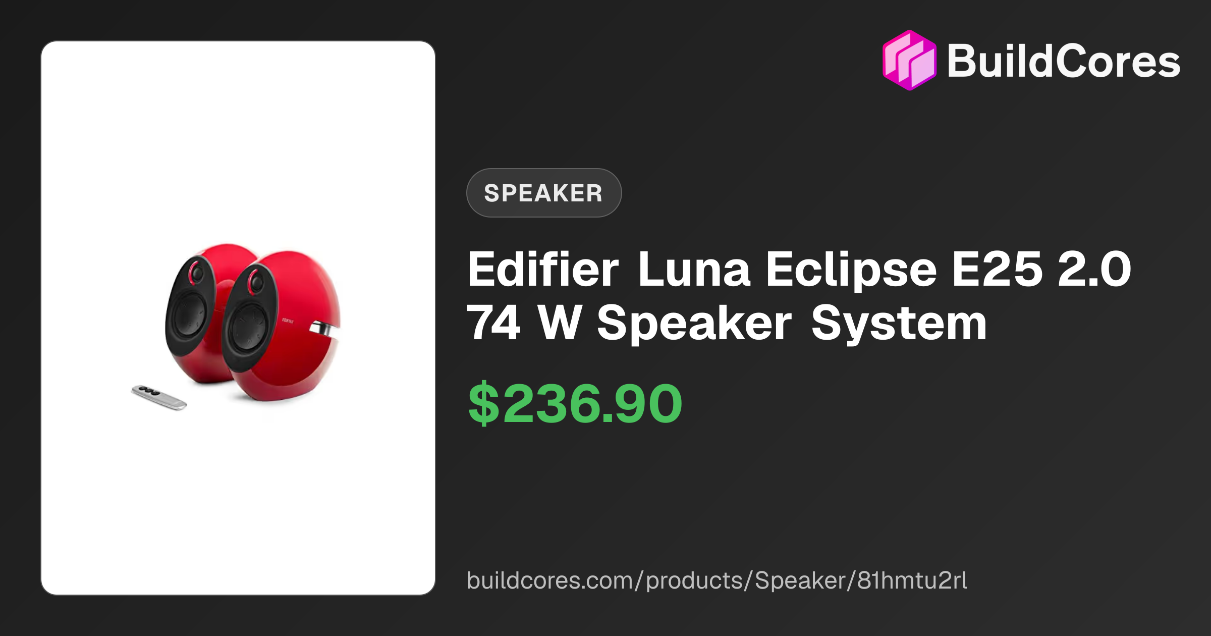 Edifier Luna Eclipse E25 2.0 74 W Speaker System | BuildCores