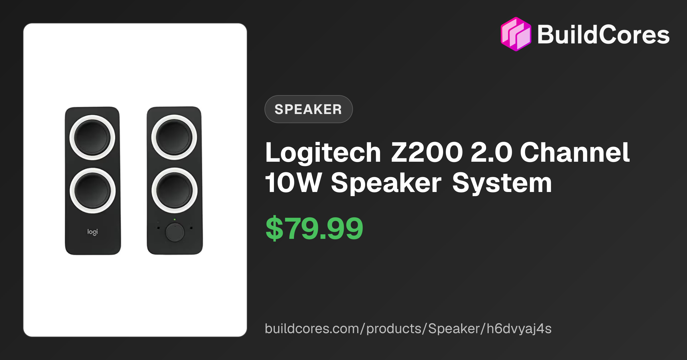 Logitech Z200 2.0 Channel 10W Speaker System | BuildCores