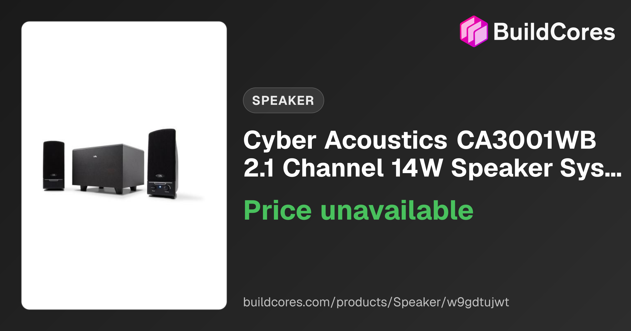 Cyber Acoustics CA3001WB 2.1 Channel 14W Speaker System | BuildCores