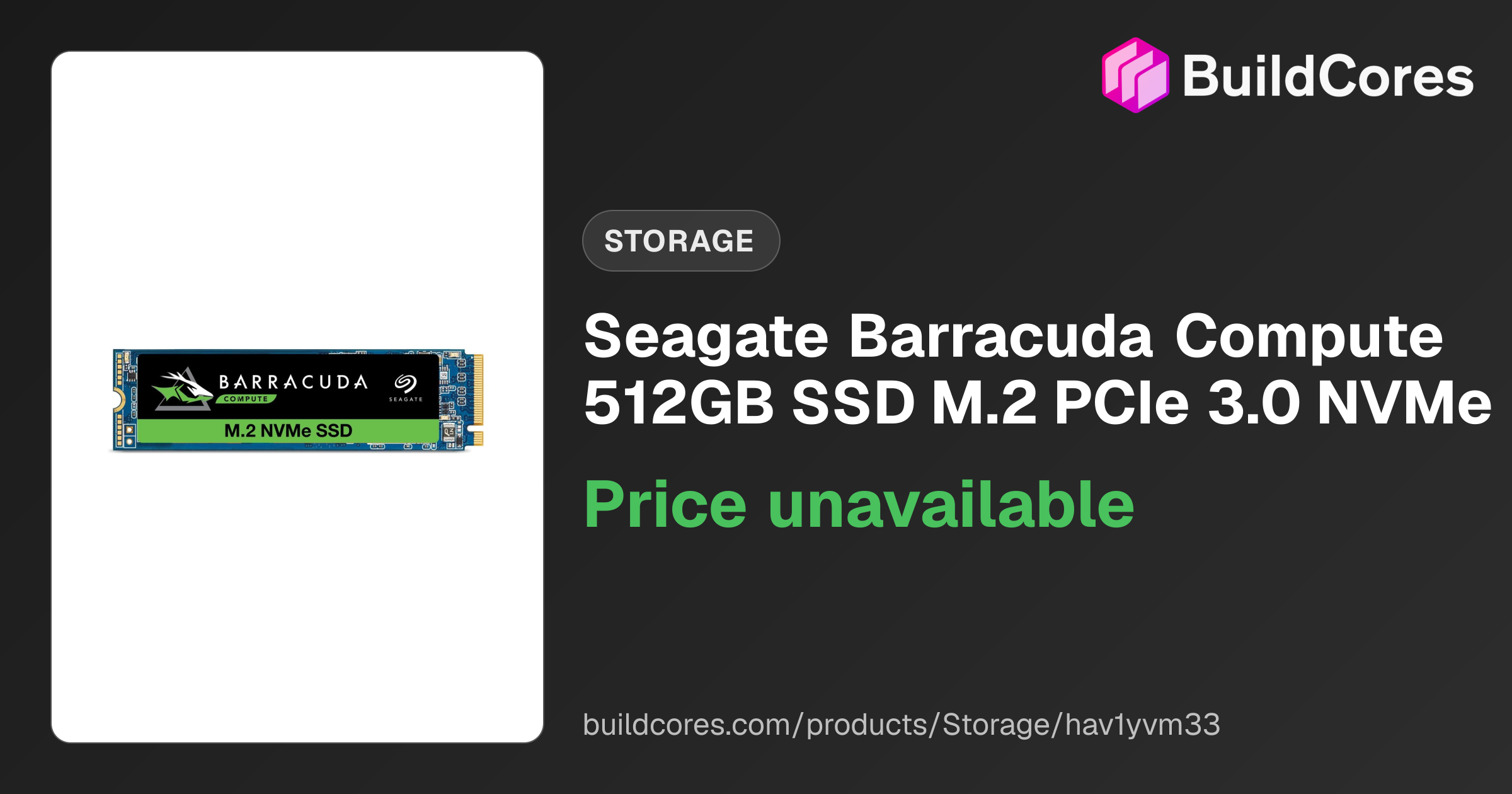 Seagate Barracuda Compute 512GB SSD M.2 PCIe 3.0 NVMe | BuildCores