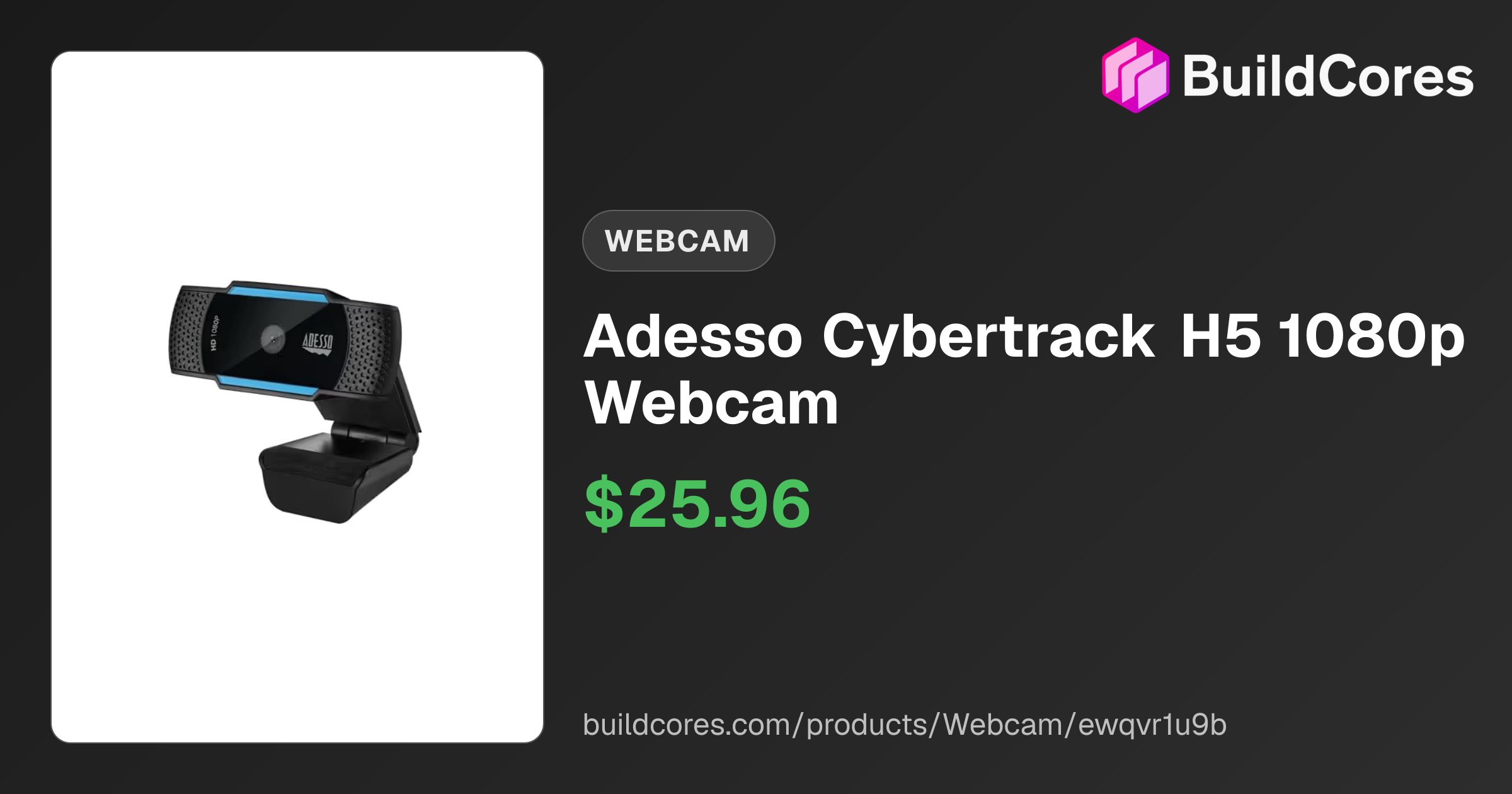 Adesso Cybertrack H5 1080p Webcam | BuildCores